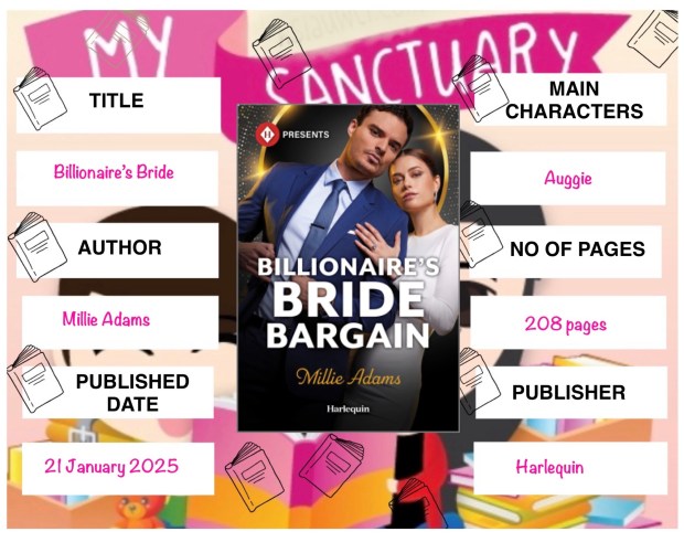 Review Card & Book Review- Billionaire’s Bride Bargain By Millie Adams – My Sanctuary
